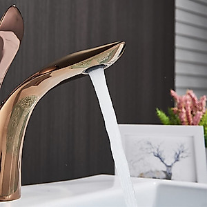 Kitchen Sink Mixer Taps Bath Faucets, Rose Brass Basin Faucet, Solid Cold and Hot Water Mixer, Bathroom Faucet, Single Handle Water Sink Tap for Balcony Laundry/White (Rose D)