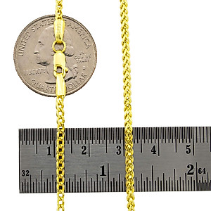 Nuragold 14k Yellow Gold 2.1mm Franco Wheat Spiga Foxtail Chain Pendant Necklace, Mens Womens Jewelry 14" 16" 18" 20" 22" 24"