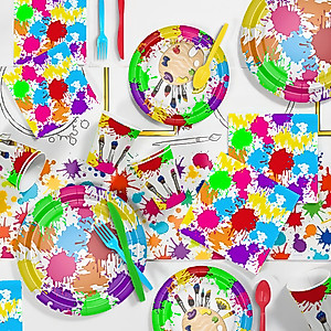 APOWBLS Art Party Decorations Tableware - Paint Party Supplies, Paper Plate, Cup, Napkin, Tablecloth, Cutlery, Art Painting Graffiti Theme Birthday Baby Shower Party Decorations Dinnerware | Serve 24