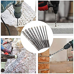3/16" - 5/8" Masonry Drill Bit Set, 9Pcs 3/8 Inch SDS Plus Bit Rotary Hammer Drill Bits Set Carbon Steel Carbide Tip Concrete Drill Bit Set for Brick, Stone, Block, Concrete