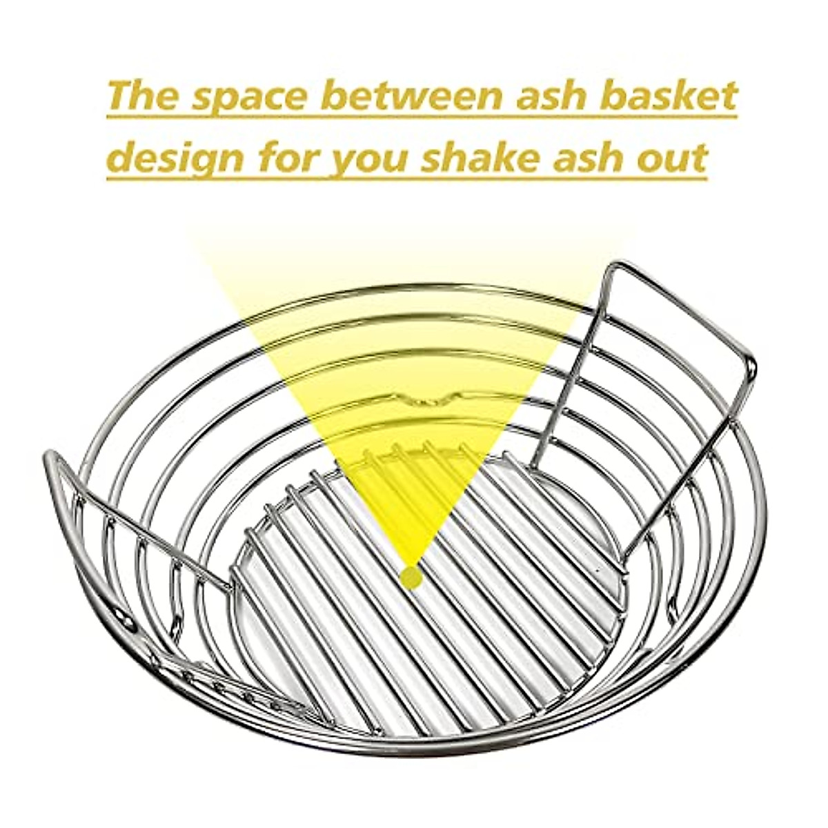 Stainless Steel Charcoal Ash Basket Fits for Kamado Joe JR Charcoal Ash Basket Charcoal Holder with Handles