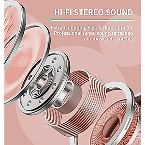 Togetface Girls Wireless Earbuds,Tiny Bluetooth 5.0 Earbuds with Cute Pink Cat Charging Case,HiFi Stereo Sound,Mic for Clear Calls Touch Control,36H Playtime Lightweight Wireless Headphones for Kids