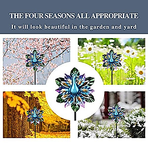 Wind Spinners Outdoor Metal- 2 Pack Peacock Wind Spinner Wind Sculpture Garden Outdoor Lawn Decor 31’’ H 5.5’’ W