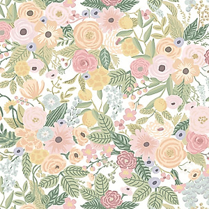 Ismoon Floral Wallpaper Peel and Stick Wallpaper Boho White Wallpaper Leaf Flowers Contact Paper Removable Wallpaper Vinyl Self-Adhesive Wallpaper for Bedroom Cabinets and Drawers Decor 16.1inx78.7in
