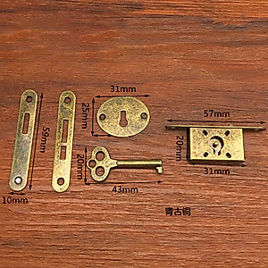ZCZQC Gold Metal Flush Mount Lock Set for Grandfather Clock, Cabinet Door or Dresser Drawer