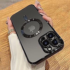 OOK Case Compatible iPhone 14 Pro (6.1 Inch) with Camera Lens Protector (Compatible with MagSafe) Anti-Scratch Shockproof Protective Slim iPhone 14 Pro Case for Women Men - Black