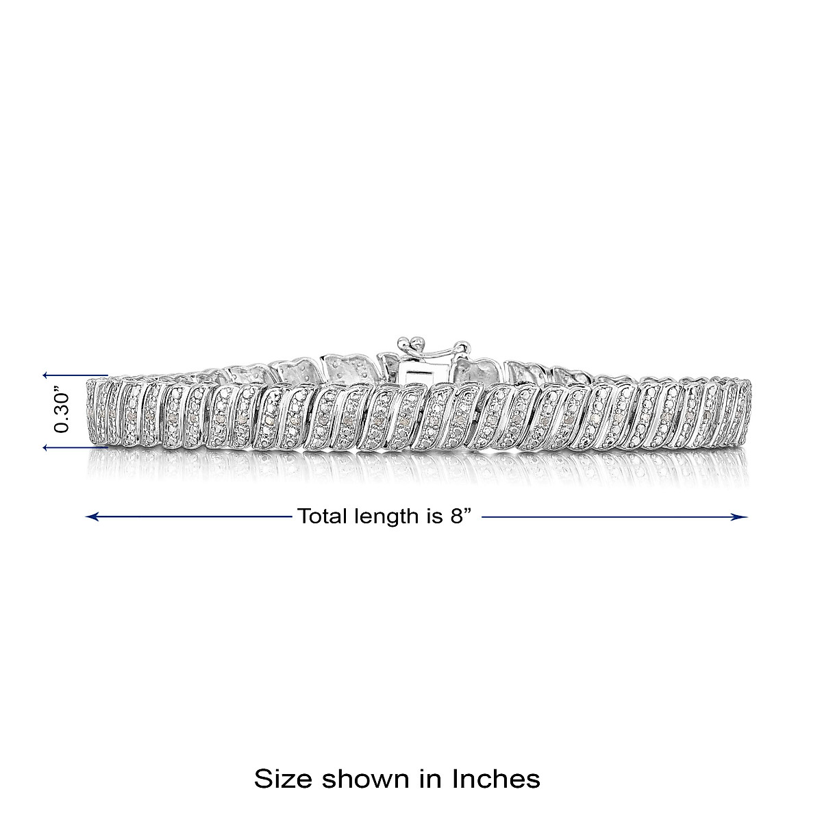 NATALIA DRAKE 1/4 Cttw Diamond S link Tennis Bracelet for Women in Rhodium Plated 925 Sterling Silver Color I-J/Clarity I2-I3