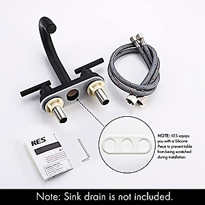 KES 4 Inch Matte Black Bathroom Faucet, 2 Handle Centerset Bathroom Sink Faucet cUPC Vanity Faucet Modern, Sink Drain Not Included, L4117LF-BK