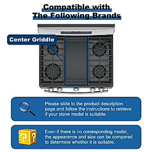 UPGRADED WB31X24738 Griddle Replacement for GE Appliance Gas Stove, Range Aluminum Non-stick Griddle, Stove Top Griddle for GE Center Part, Polished Smooth Surface, Food-grade Coating Nonstick Griddle