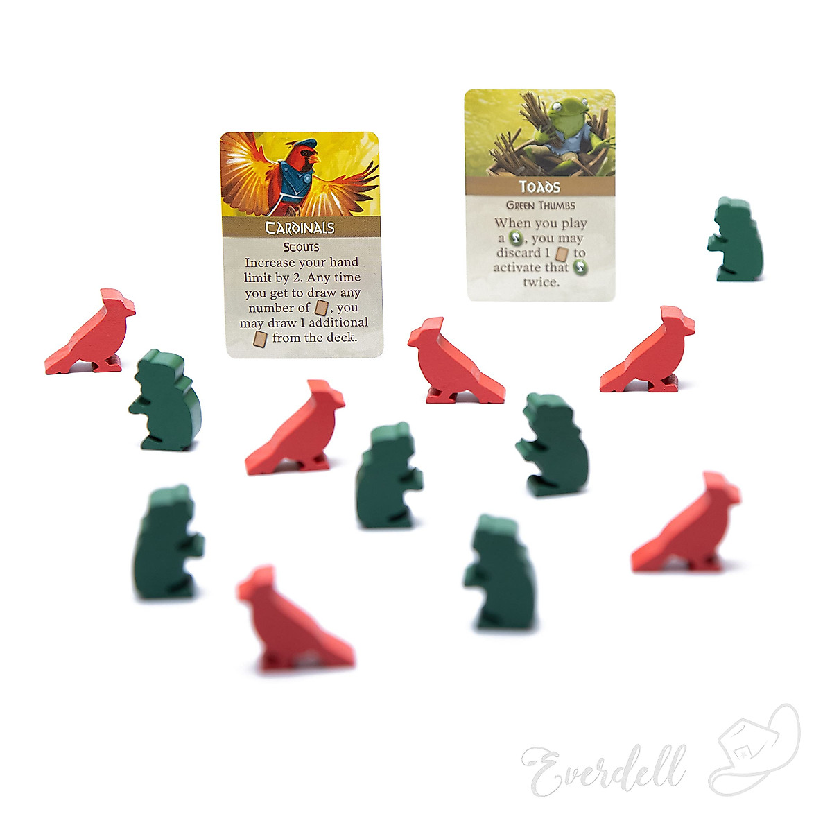 Everdell Bellfaire Expansion | Adds 5th and 6th Player Option to Everdell | New Critter Powers | Cardinal and Toad Meeples