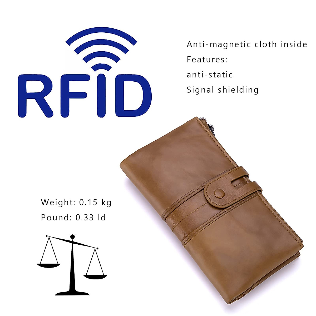 myfriday Women's RFID Blocking Genuine Leather Wallet, Bifold Long Clutch Wallet Money Clips Ladies Card Holder Purse