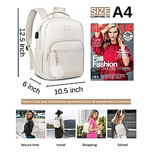MATEIN Purse Backpack for Women, Waterproof Small Cute Fashion Shoulder Bag with USB Charging Port, Lightweight Mini Casual Daily Travel Backpack Daypack Gift for Ladies Teens Girls, Beige
