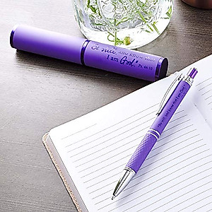 Be Still and Know Purple Stylish Classic Pen in Matching Gift Case - Psalm 46:10 Bible Verse Refillable Retractable Medium Ballpoint Pen for Journal Planner Writing Note Taking Calendar Agenda