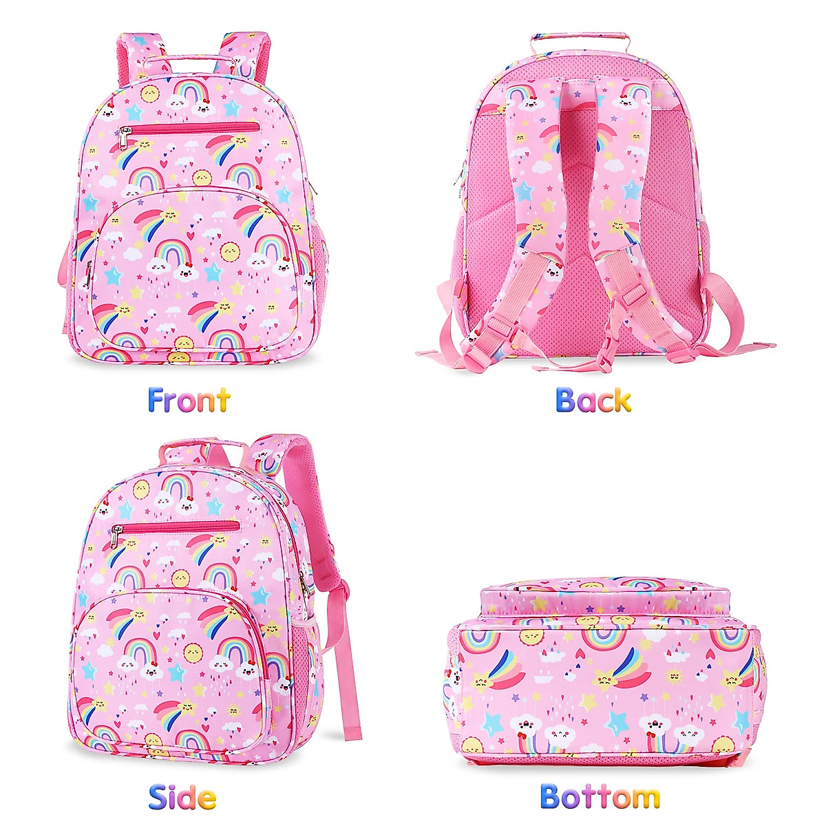 JoyLEME Backpack for Girls Kids, Ideal Kids Rainbow Clouds School Backpack Casual Daypack, Waterproof Preschool Kindergarten Elementary Large Capacity Schoolbag Teen Girls Valentine's Day Gifts（12L）