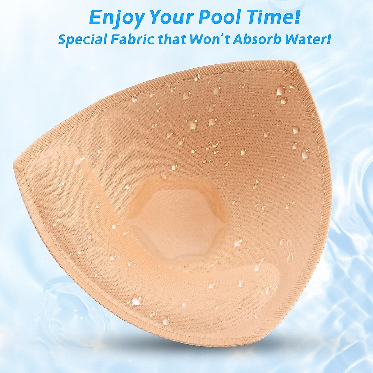 KSang Waterproof Bathing-Suit Padding Inserts - Swimsuit Padding Inserts Push up for Women | 2 Pairs Sewn-Edge Bikini Inserts for D Cup