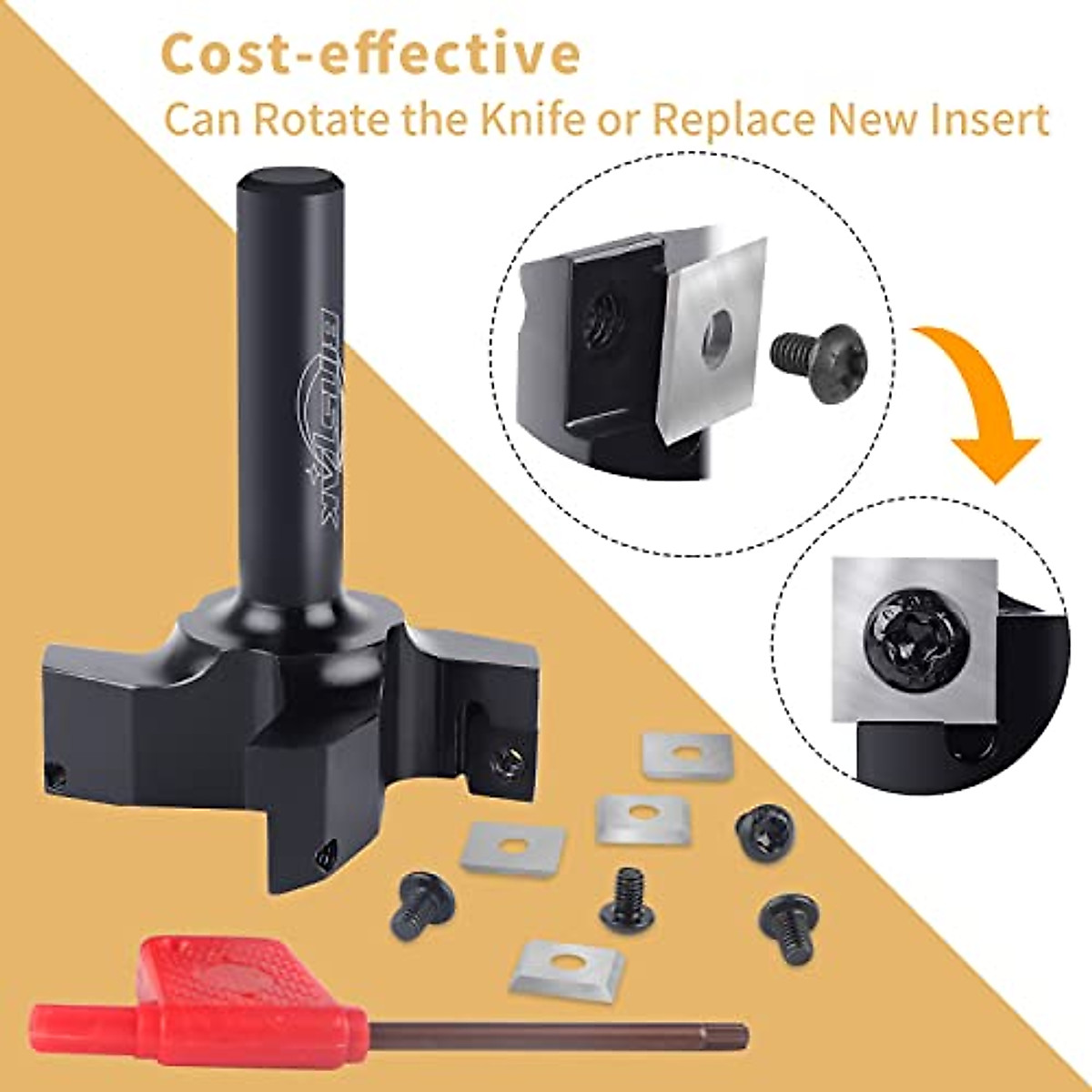 CNC Spoilboard Surfacing Router Bit, 1/2" Shank 2-1/2" Cutting Diameter, Carbide Insert Slab Flattening Router Bit Planing Bit Wood Planer Bit Woodworking Tools by BINSTAK