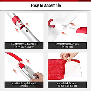 Mops for Floor Cleaning Wet Spray Mop with a Refillable Spray Bottle and 6 Washable Microfiber Pads Home or Commercial Use Dry Wet Flat Mop for Hardwood Laminate Wood Ceramic