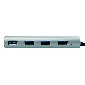 LogiLink USB Hub for PC/Laptop, Aluminium Housing Aluminium Silver 4-Port