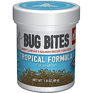 Fluval A6586 Bug Bites Bottom Feeder Granules 1.59 oz, Small to Medium Fish A6577 Bug Bites Tropical Fish Small Granules 1.59 oz, Small to Medium Fish