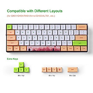 KEMOVE XDA Profile PBT Keycaps for 60% Percent Mechanical Gaming Keyboard, 70 Keys ANSI US Layout Maple Theme Keycaps Set (Keycaps only)