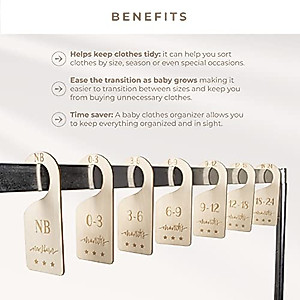 Beautiful Baby Closet Dividers - Baby Clothes Organizer Double-Sided Gender Neutral - Nursery Decor Neutral Premium Birch Wood - Nursery Storage & Organization Boho Closet Dividers from NB to 24 M