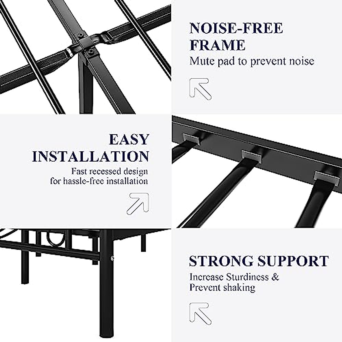 Allewie Queen Size Bed Frame with Headboard,Metal Bed Frame with Butterfly Pattern Design Headboard & Footboard,No Box Spring Needed,Easy Assembly,Black
