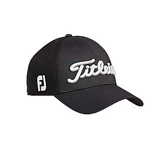 Titleist Men's Tour Sports Mesh Golf Hat, Black/White S/M
