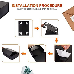 Luxury Large Black Gift Box Set with Magnetic Lids,12.6x9.2x4.2'' Collapsible Square Big Gift Boxes for Presents Contain Card Shredded Paper Filler Bouquet for Proposal Birthday Graduation Christmas