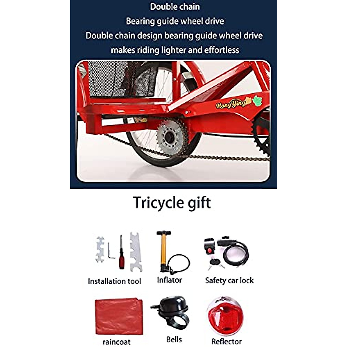 WEIMMIN Adult Tricycle Folding Tricycle for Seniors Comfortable seat 3 Wheel Bicycle with Shopping Basket Double Chain 20 Inch Shock Absorber Front Fork for Parents and Children Maximum Load 400Ib