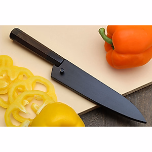 Yoshihiro Mizu Yaki Blue High Carbon Steel #1 Kurouchi Petty Japanese Utility Knife Shitan Handle (6'' (150mm) & Saya)