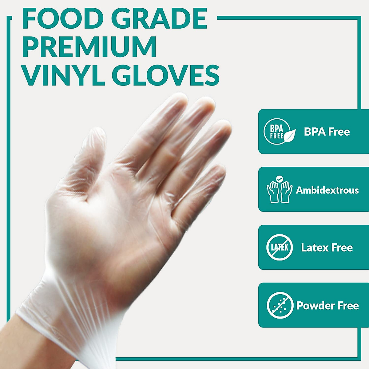 Klex Disposable Heavy Duty Vinyl Gloves Latex Free Powder Free, BPA Free Medical Grade Disposable Glove, Medium M, 1000 Count