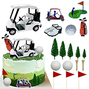 Golf Cake Decorations Golf Cart Cake Toppers Heading for The Green Cake Topper for Golfers with Cart Flag Golf Ball for Golf Theme Party Supplies
