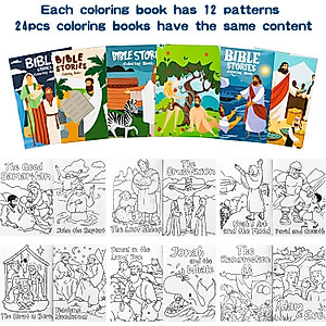 Haooryx Christian Bible Stories Coloring Books 24PCS Mini Booklets Crafts for Kids DIY Art Drawing Book with Jesus Angels Church Fun Holiday Presents Classroom Games Prizes Party Bag Fillers