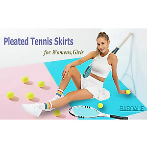 Raroauf Womens Pleated Tennis Skirts with Shorts High Waisted Mini Skirt Golf Skort Athletic Skirts Workout Pickball Pink X-Small
