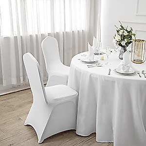 SUPERO Waterproof Spandex Chair Cover 25PCS, Stretch Dining Chair Covers, Polyester Outdoor Chair Covers, Protector Stretch Chair Cover for Party Universal, Banquet, Wedding Event, Hotel(White)