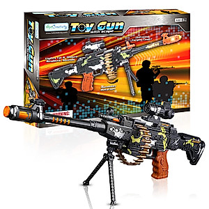 ArtCreativity Toy Gun with Scope, Stand and Realistic Sound Effects - Military Toy for Boys Aged 8-12