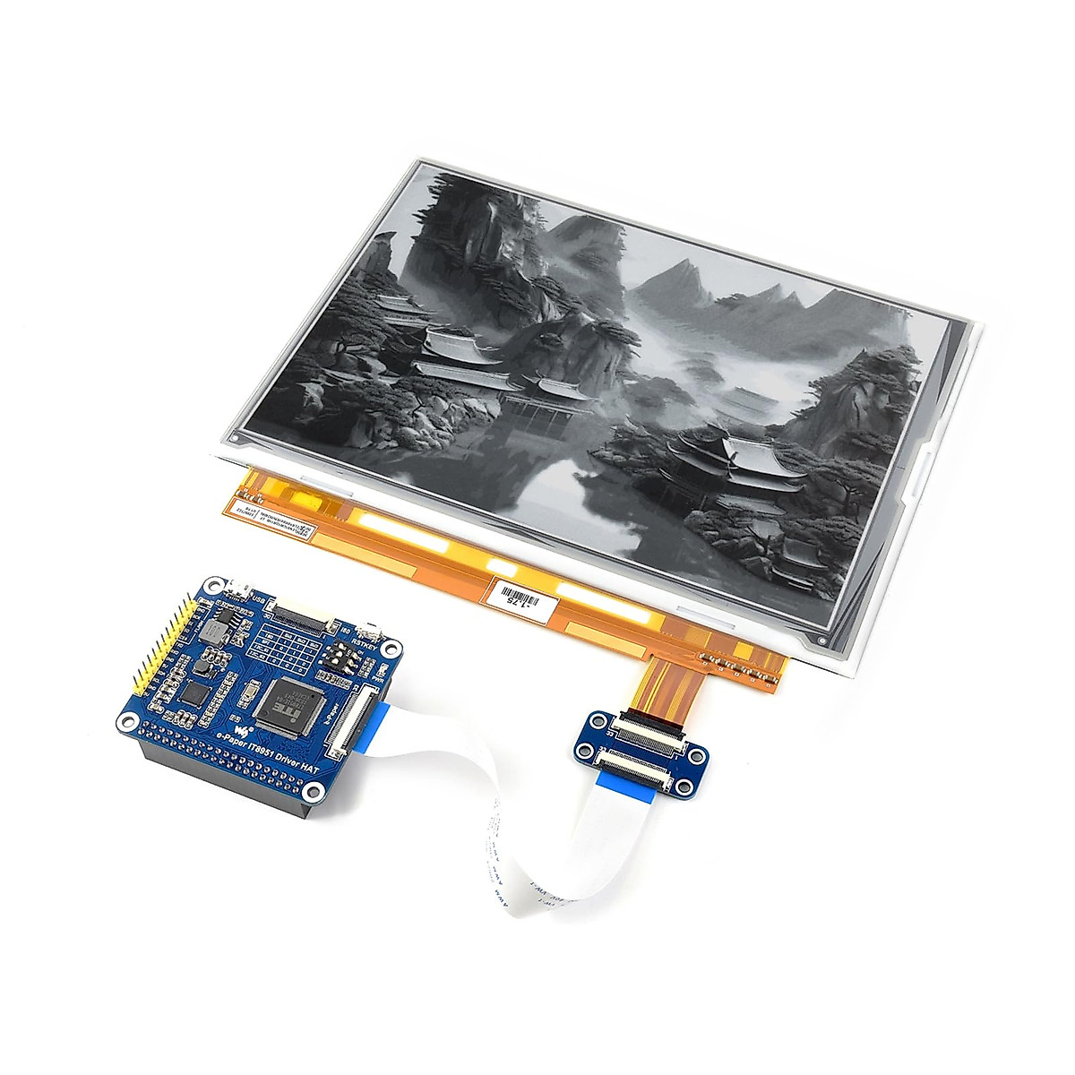 Waveshare 9.7inch E-Ink Display HAT Compatible with Raspberry Pi4B/3B+/3B/2B/B+/A+/Zero/Zero W/WH/Zero 2W 1200x825 Resolution IT8951 Controller USB/SPI/I80 Interface Supports Partial Refresh