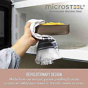 Bentgo® MicroSteel® Leak-Proof Lunch Box - Microwave-Safe, Oven-Safe, Bento-Style Container with Removable Divider, Airtight Lid, Sustainable Design, Odor & Stain Resistant (Rose Gold)