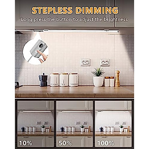 Under Counter Lights for Kitchen, Plug in Under Cabinet Light with Memory Function, LED Closet Light with 3 Colors 2800/4000/6500k, Super Slim Stepless Dimmable Workbench Light (16 Inches)
