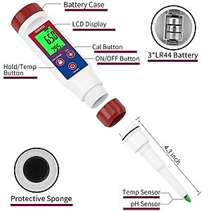 Smart pH Meter for Food, GIDIGI Digital Food pH Tester, Accurate Canning pH Test Kits with ATC, Professional Fermenting pH Test Pen, Spear pH Probe for Bread Cheese Sushi Rice Sourdough Sauce Meat