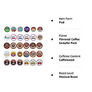 Crazy Cups Flavored Coffee Pods Variety Pack With Unique Flavors And No Duplicates, Fits All Keurig K Cups Coffee Makers -Great Coffee Gift, Flavored Coffee, , 30 Count