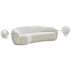Meridian Furniture 693Cream-S Hyde Collection Modern | Contemporary Boucle Fabric Upholstered Sofa, Cream, 89.5" W x 38" D x 27.5" H