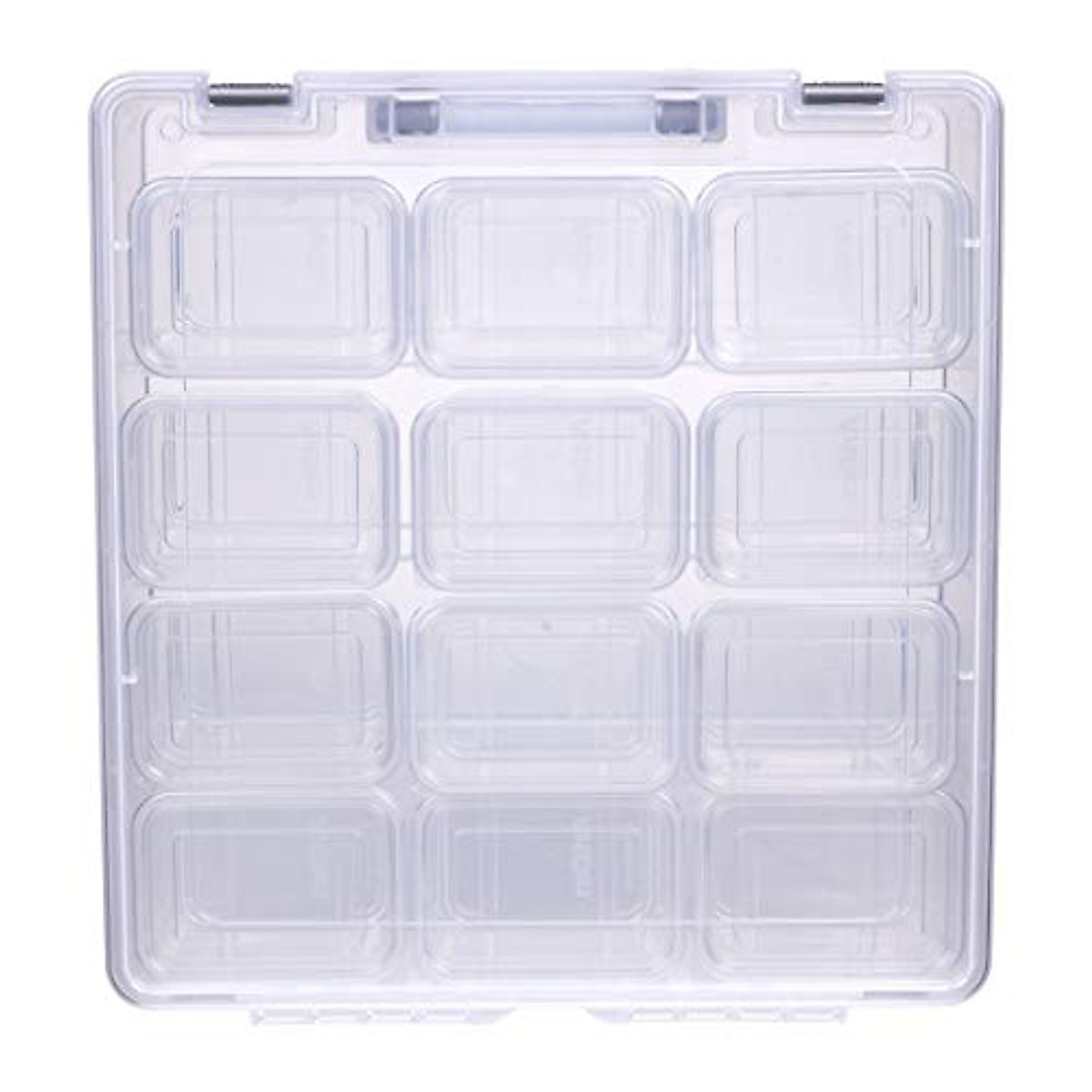 AB Designs 6967ABD Super Satchel with 9 Mixed Bins Inside Stackable Home Storage Organization Container, Clear with Sliver Latches and Handle, w/Long