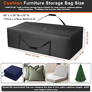 Large Patio Cushion Storage Bag，Heavy Duty 420D Zipper Storage Bags with Zipper and Handles for Patio Furniture Cushion Outdoor Storage,Waterproof Jumbo Multifunctional Storage Bags,68"L x 30"W x 20"H