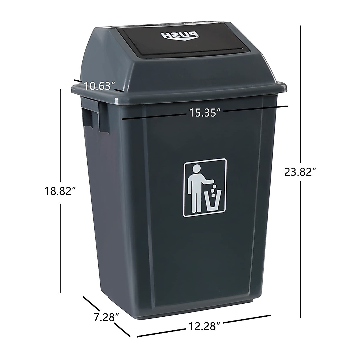 Morcte 4-Pack 13 Gallon Kitchen Trash Can with Swing Lid, Plastic Kitchen Garbage Can, Gray