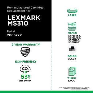Clover Remanufactured Toner Cartridge for Lexmark 50F0HA0, 50F1H00 | Black | High Yield