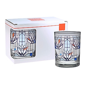 Frank Lloyd Wright DOF Double Old Fashioned Glass 14-Ounce (Gift Boxed Set of 2, Waterlilies)