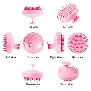 Scalp Massager, Shampoo Brush Hair Scrub Brush for Wet and Dry Hair, Soft Silicone Bristles Head Massager Clean Hair, Reduce Dandruff, Massage Scalp, Promote Hair Growth, Pink