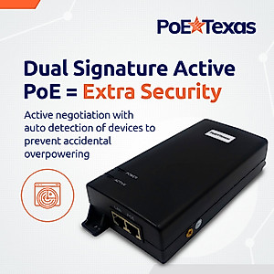Poe Texas PoE Injector - 802.3bt PoE++ Single Port 4 Pair Power Over Ethernet Injector - 6KV Surge Protection - Active PoE Adapter 55V 60W Output - 10/100/1000 Gigabit Data - Wall Mount Plug & Play
