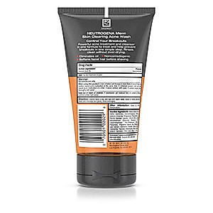 Neutrogena Men Skin Clearing Daily Acne Face Wash with Salicylic Acid Acne Treatment, Non-Comedogenic Facial Cleanser to Treat & Prevent Breakouts, 5.1 fl. oz